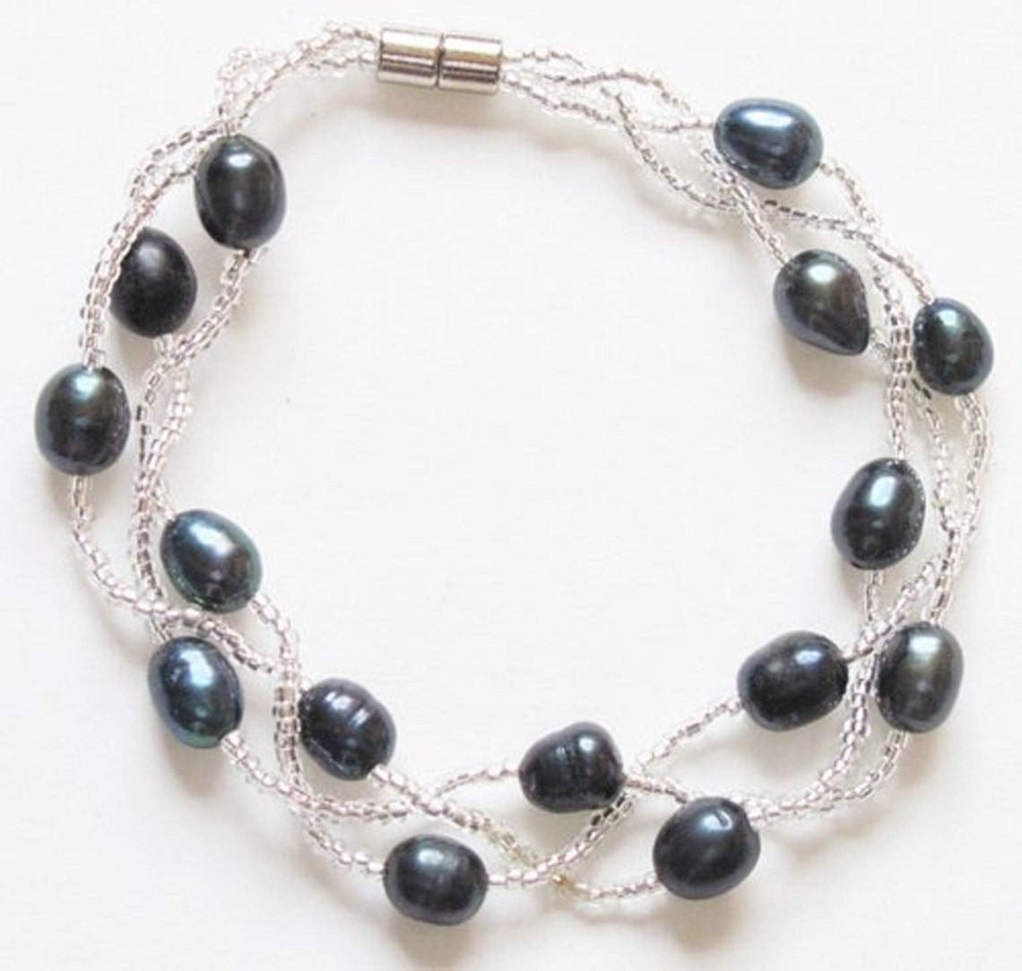 Magnetic Multi Strand Cultured Freshwater Pearls and Crystal - Etsy