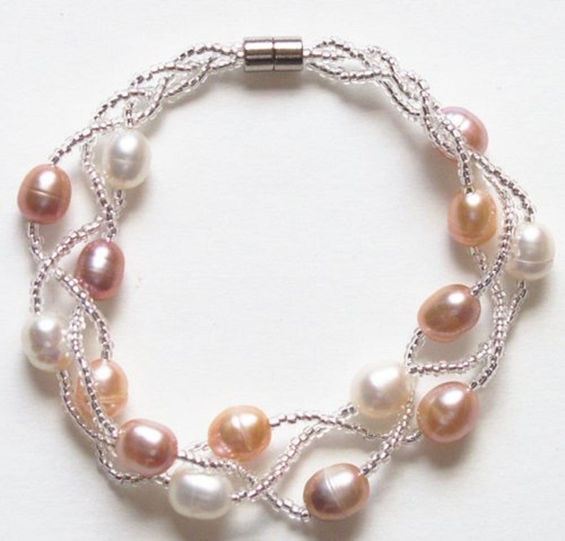 Magnetic Multi Strand Cultured Freshwater Pearls and Crystal - Etsy