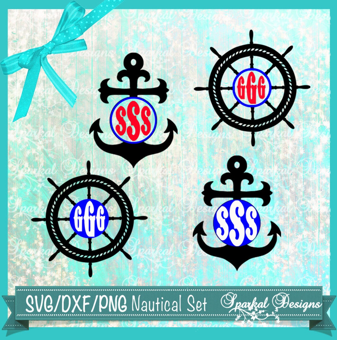 Nautical Circle Monogram SVG Frames Nautical Clipart Monogram - Etsy