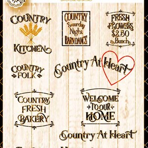 Vintage Country SET of 9 SVG Stencils, Quotes, Digital Cutting Design ...