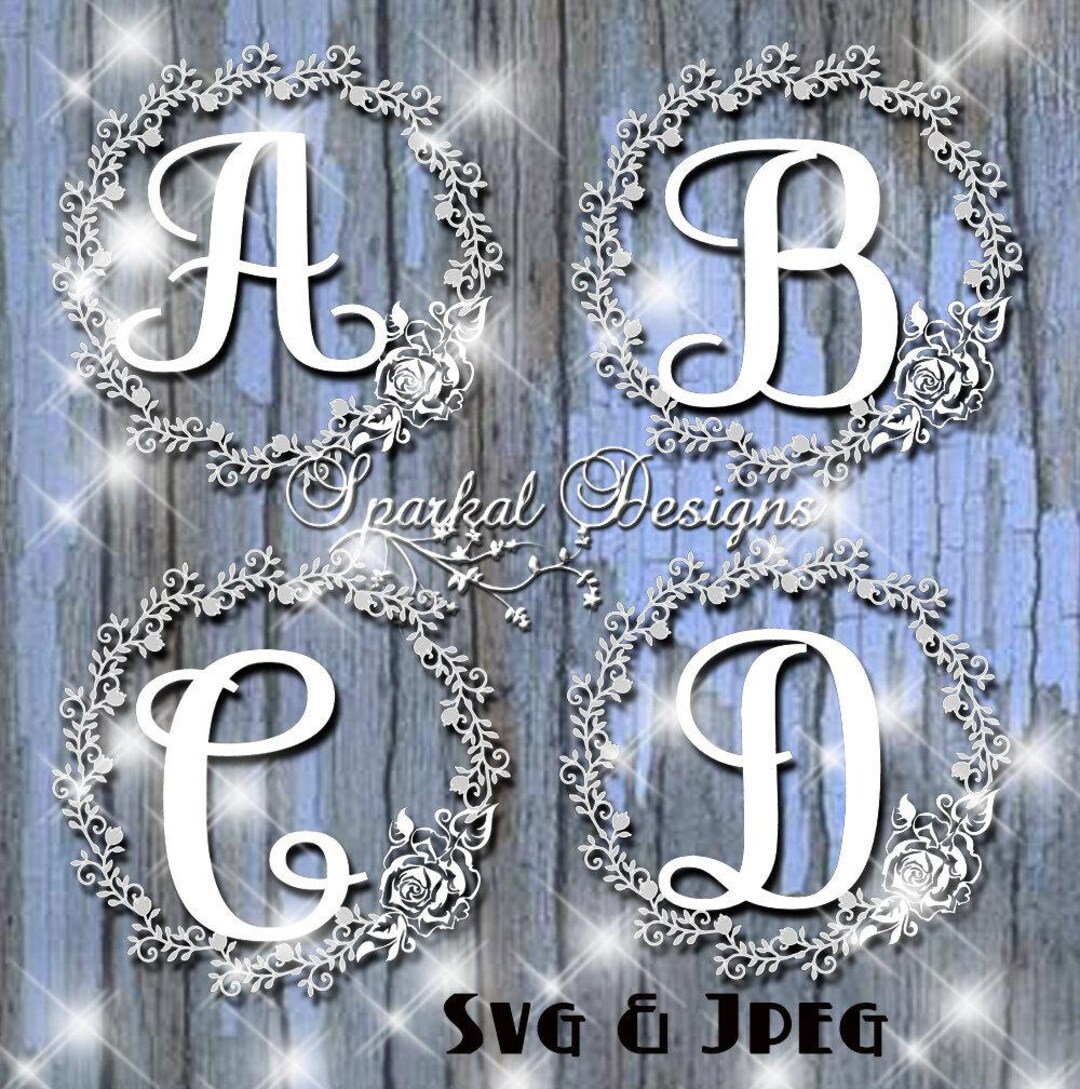 Circle Monogram SVG File Full Alphabet Included, Valentine Monogram ...