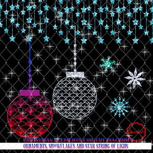 Snowflake SVG File, String Lights, Ornament Cut Files Vector Clipart ...