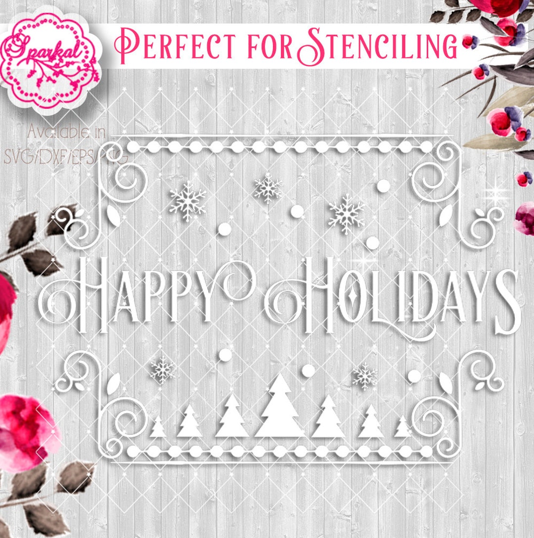 Vintage Rustic Happy Holidays Logo SVG File Cut Files Vector - Etsy
