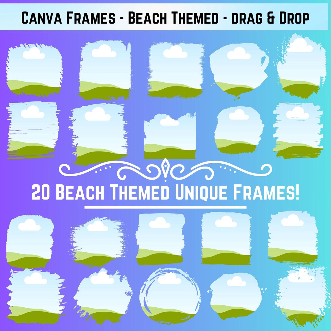 Beach Themed Digital Frames Beachy Distressed Scrapbooking Drag-and ...