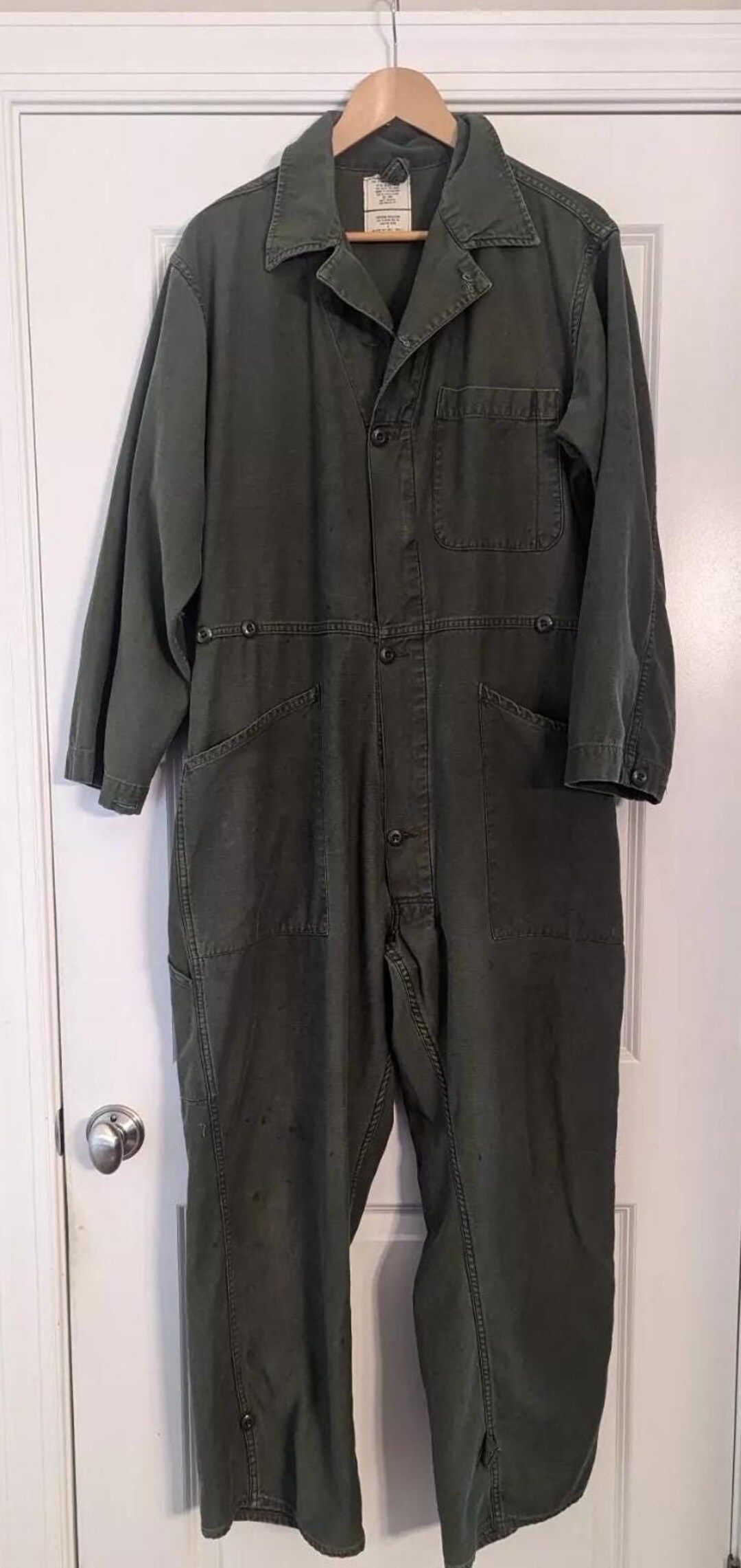 Vintage USAF Army Sateen Type 1 Utility Coveralls LARGE Green 8405-00 ...