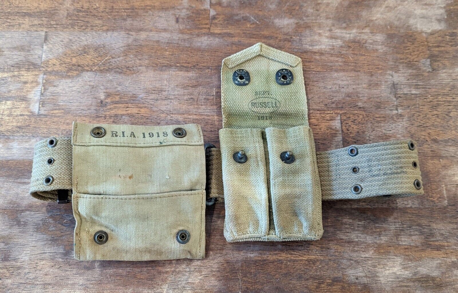 WW1 Army Military 1918 Web Field Gear Pistol Belt First Aid Kit ...
