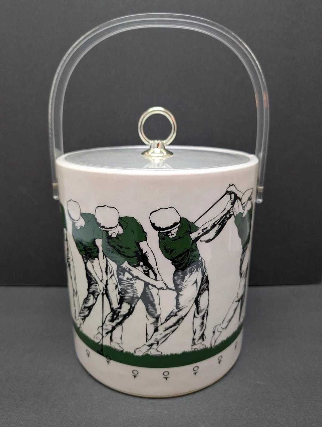 Vintage Ben Hogan Golf Ice Bucket: 1970s Cera Lucite Handle Man Cave ...