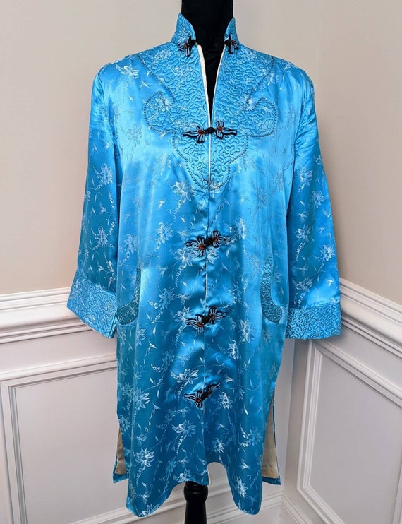 Vintage Chinese Silk Embroidered Kimono Robe Jacket B… Gem