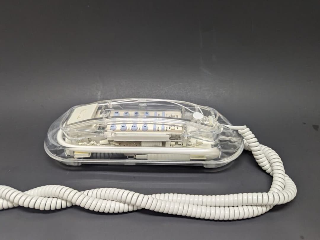 Vintage 90’s Modern Clear Neon White Light up Telephone Tested & Works ...