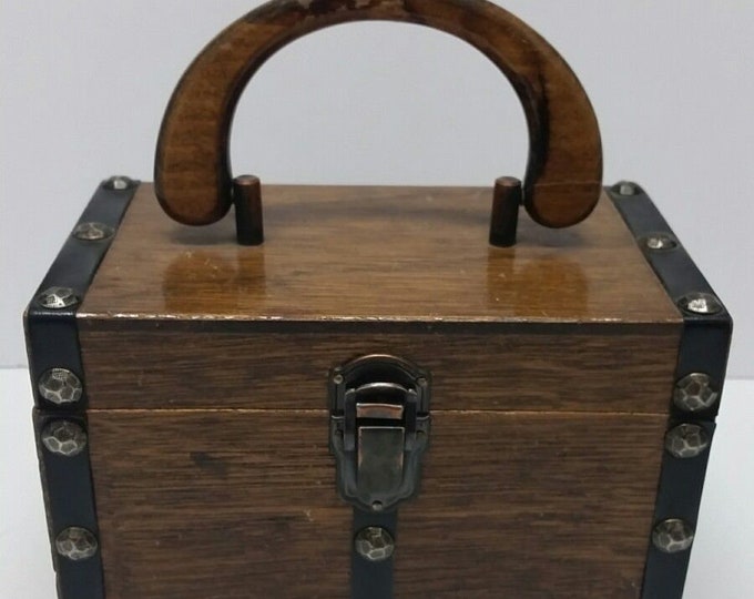 Vintage Retro Hand Made Wood Box Square Box Handbag Purse Bag - Etsy
