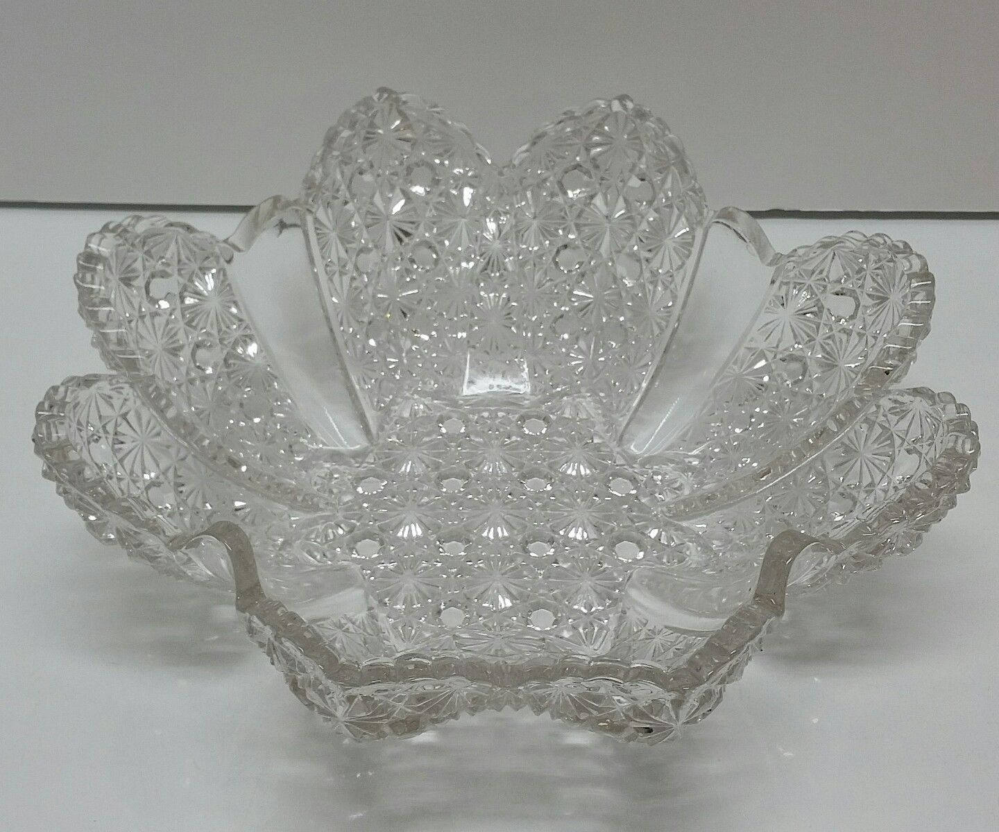 Bowls Clear Glass Fruit Bowl Raised Grape And Vine Side Starburst ...