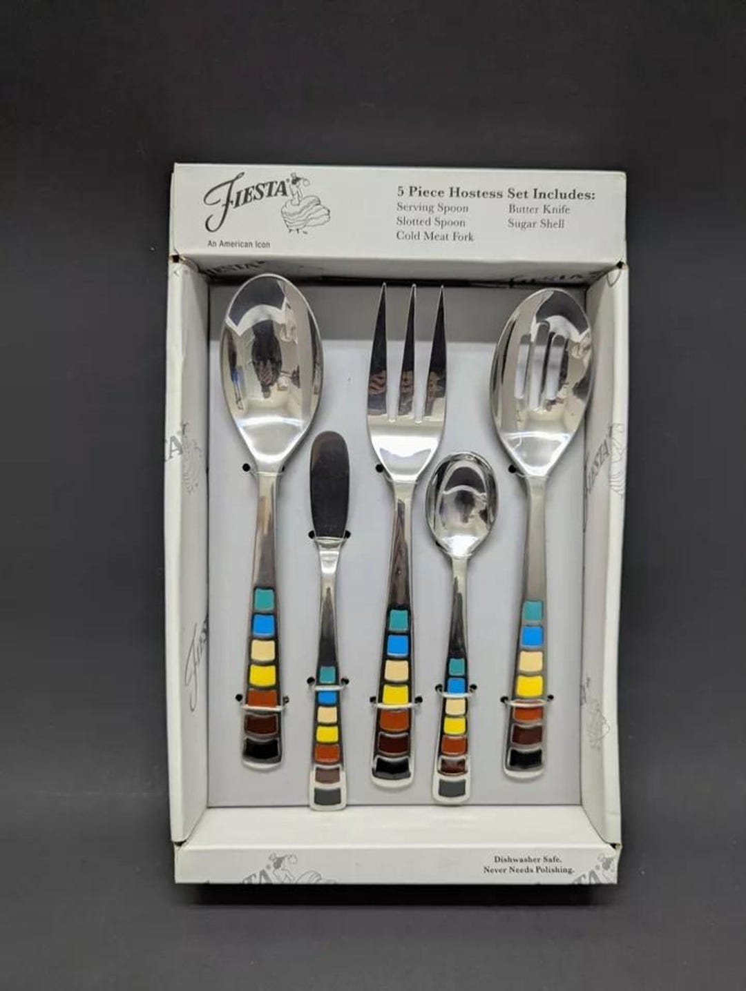Fiesta Ware NIB 5 Piece Flatware Set Silverware Retired Fork Spoon ...