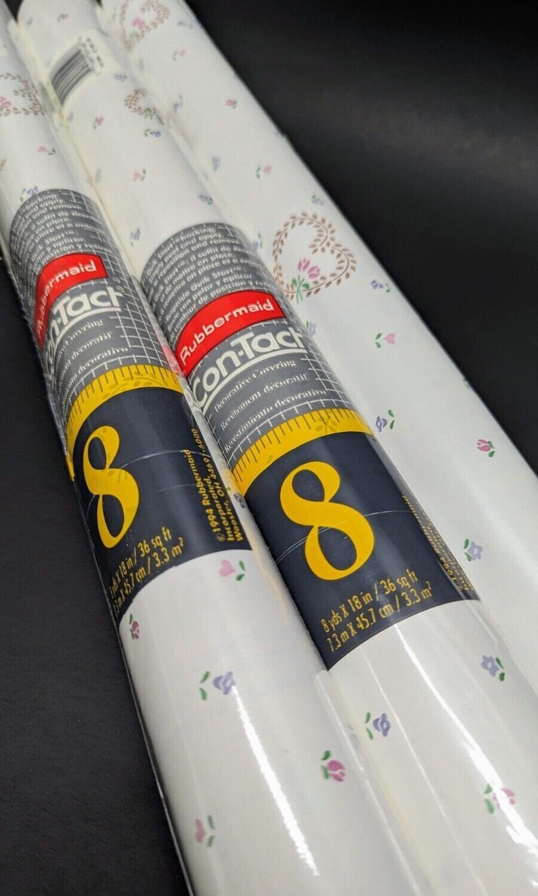 Vintage Rubbermaid Contact Paper 1994 9143 Heart & Flower 3 Rolls NIP ...