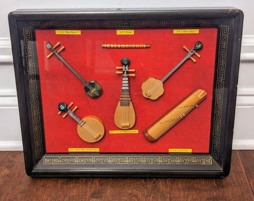 Chinese Mandolin Display Shadow Box Miniature String Music Instruments ...