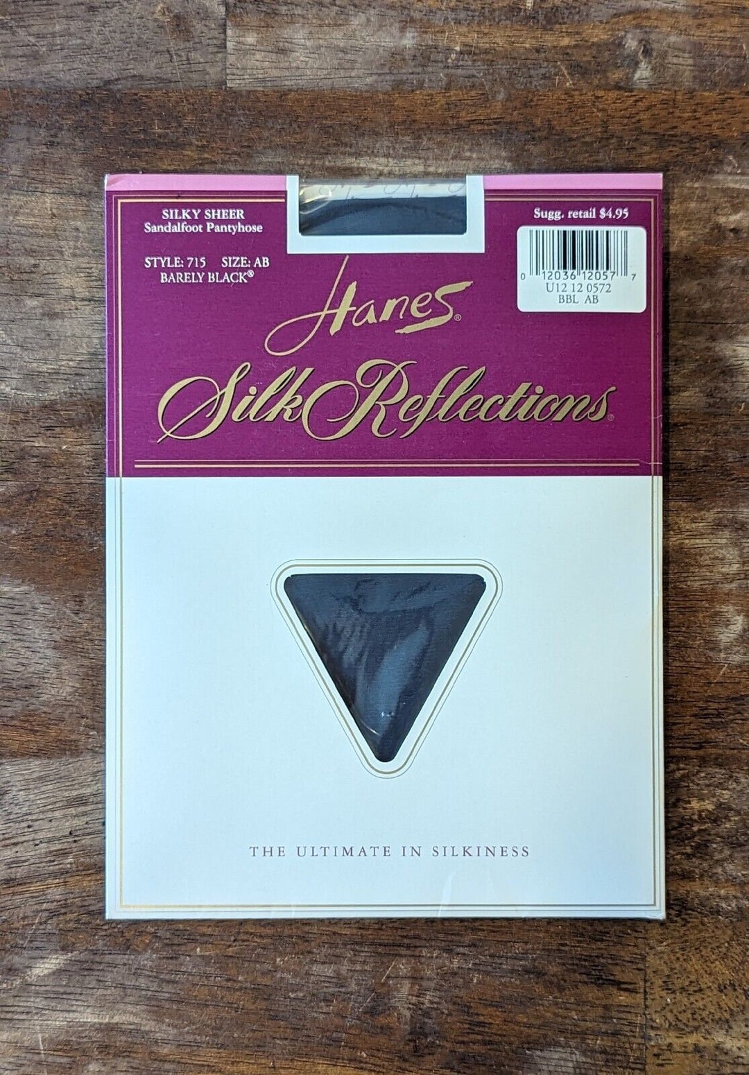 Vintage Hanes SILK REFLECTIONS Silky Sheer Pantyhose Sz AB Barely Black ...