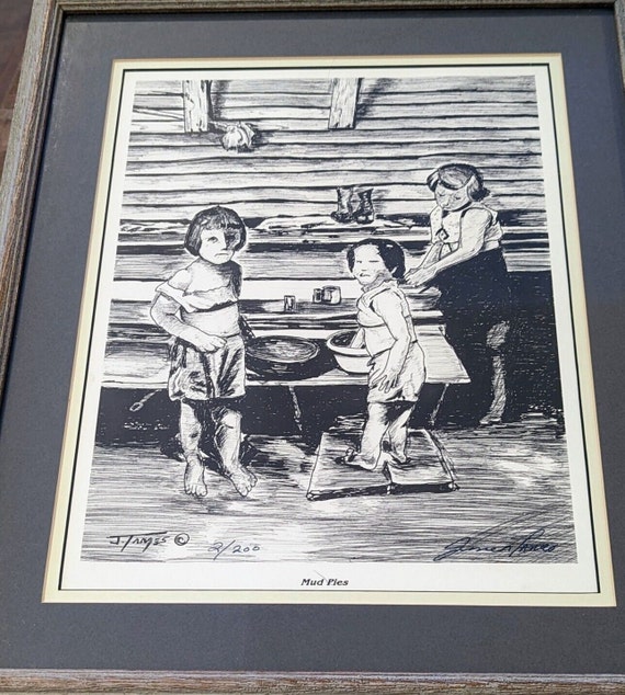 Signed Jesse Tames Print Line Ink Pen Art Texas mud - Etsy