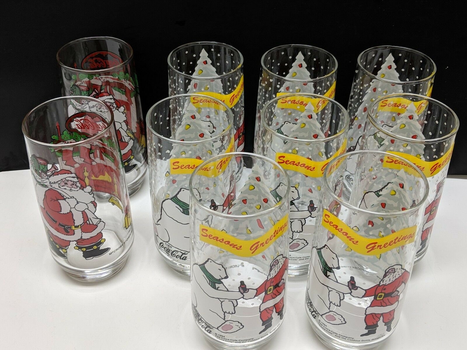 Coca Cola Christmas Glasses Mcgrory Stores Vintage Retro Santa Etsy
