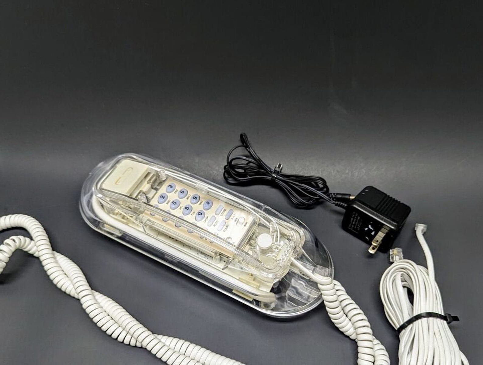 Vintage 90’s Modern Clear Neon White Light up Telephone Tested & Works ...