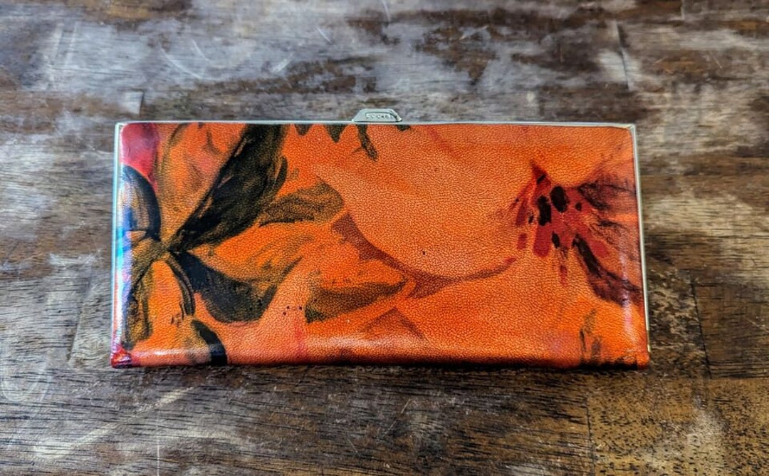LODIS Clutch Large Framed Wallet Orange Red Abstract Floral Flower ...