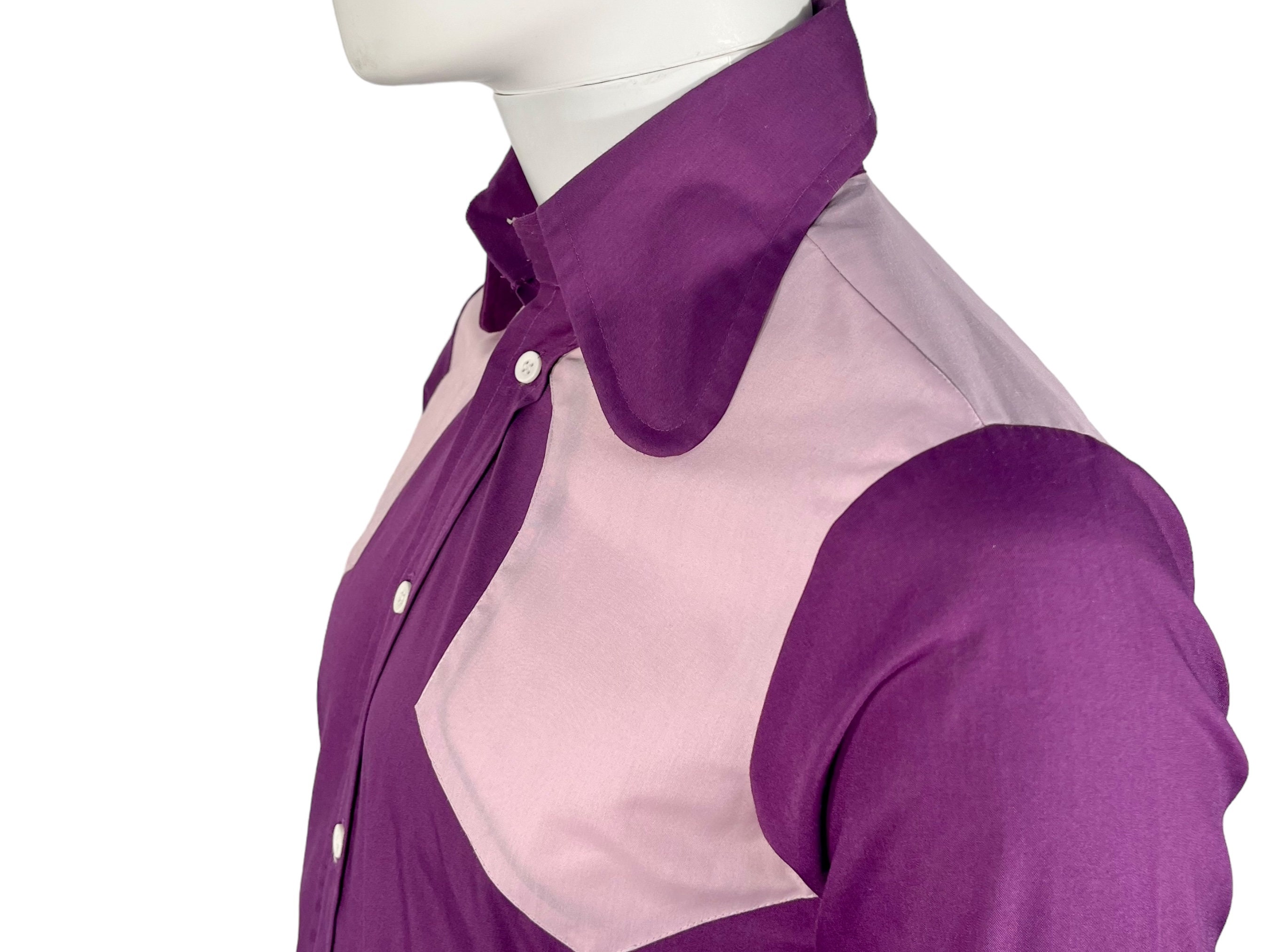 1970s BRUTUS Shirt With Spoon Collars and Contrast Panels / Vintage 70s ...
