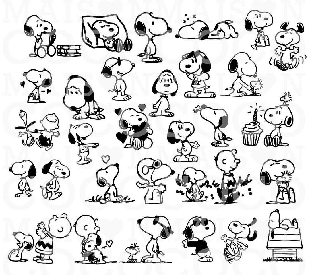 Snoopy Outlines Svg, Eps - Etsy