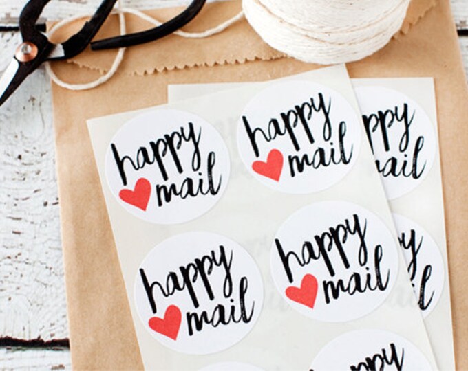 Happy Mail Stickers/seals Set of 12, Happy Mail, Stickers, Heart, Seals ...