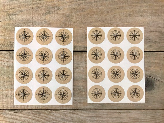 Set of 24 Compass Stickers 1 Inch Stickers Paper | Etsy
