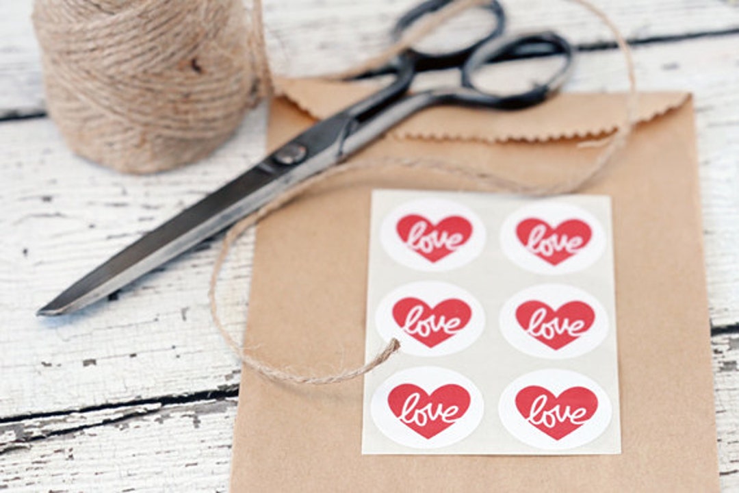 Love Stickers, Love Seals Set of 24, Envelope Seals, Hearts, Round ...