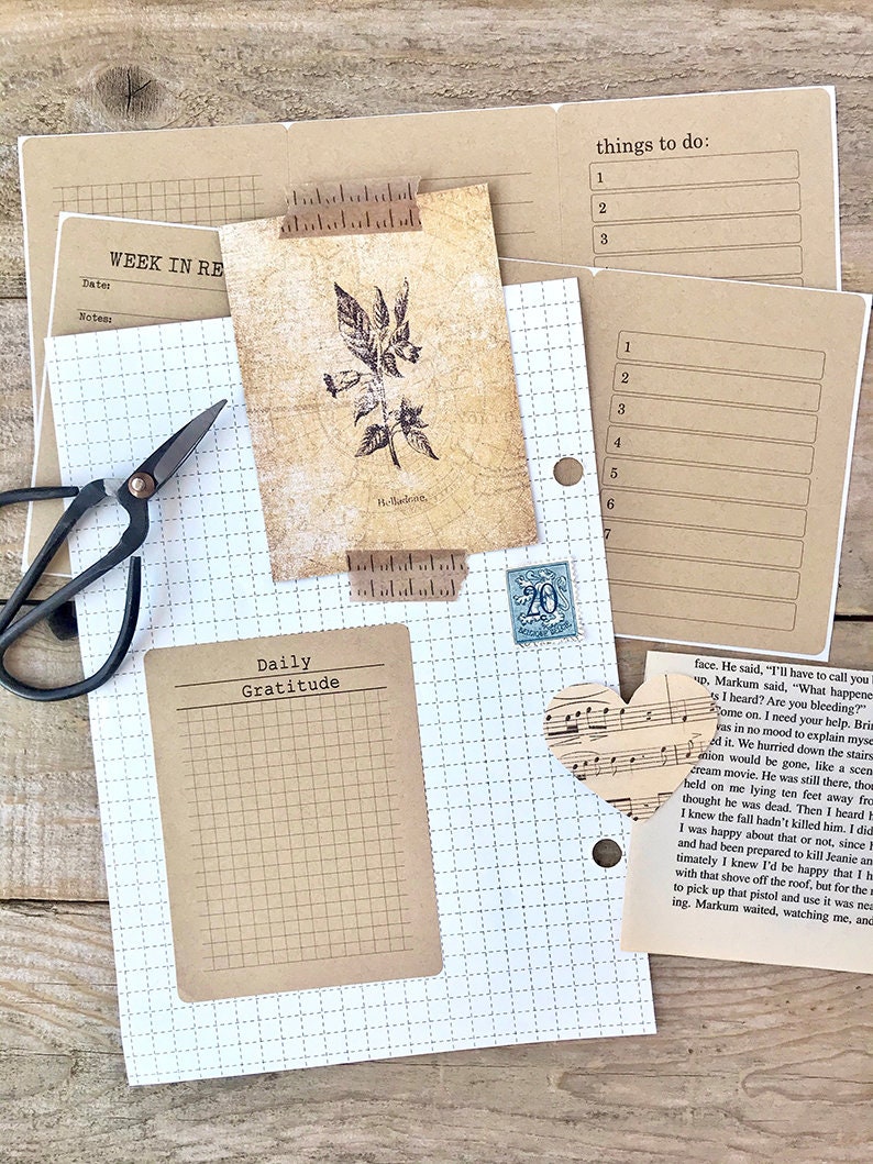 Set of 6 Journal Stickers 4x3 Stickers Kraft | Etsy