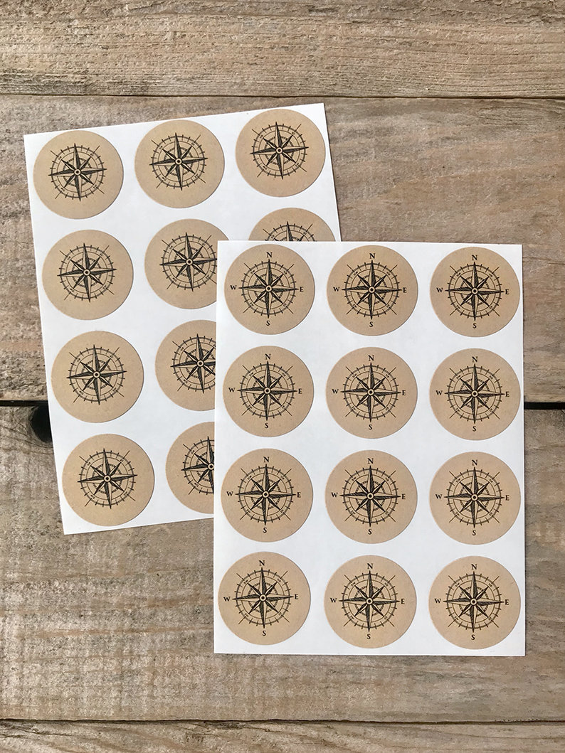 Set of 24 Compass Stickers 1 Inch Stickers Paper | Etsy