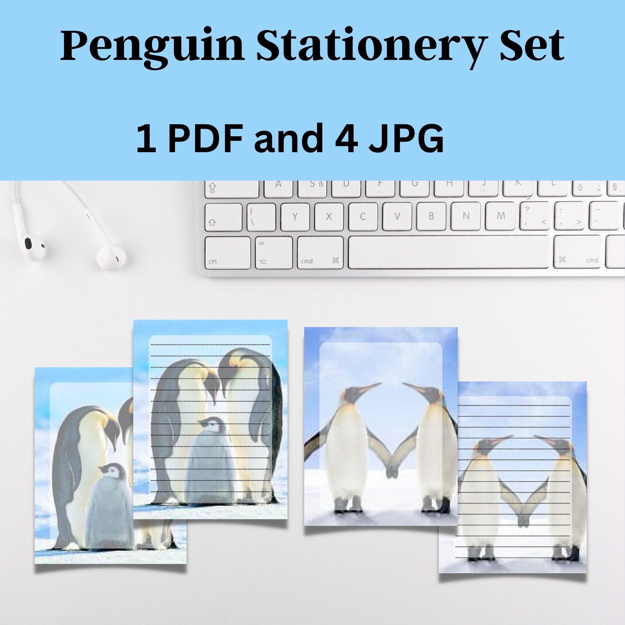 Penguin Stationery Set, Printable Writing Paper - Etsy