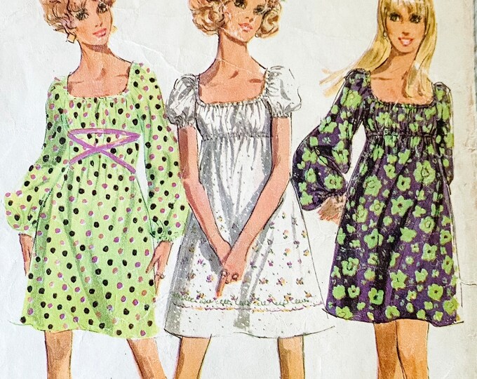 1960's Vintage Sewing Pattern Mod Mini Dress Mccalls 9715 - Etsy