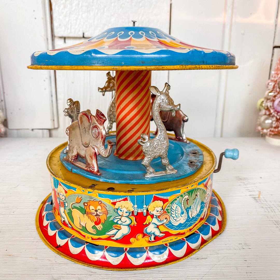1951 Mattel Tin Wind up Musical Carousel Vintage Midcentury - Etsy