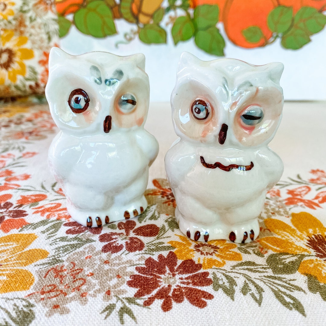 Vintage Winking Owls Shawnee Art Pottery Salt & Pepper Shakers Pink ...