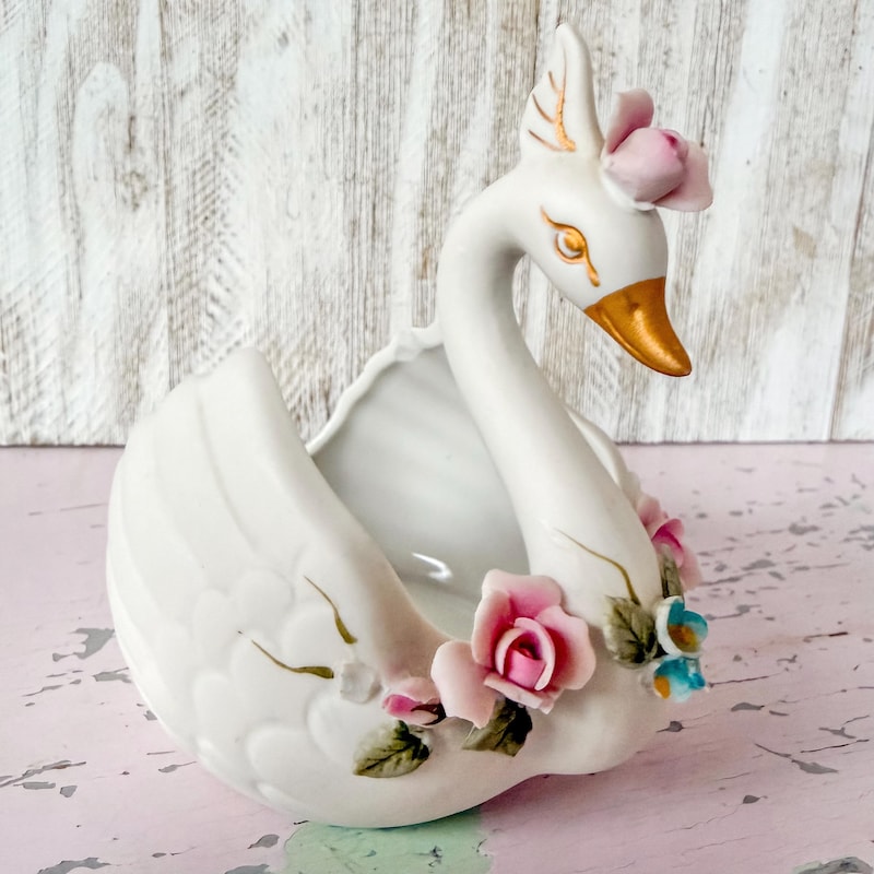 Lefton Swan Trinket Dish - Etsy
