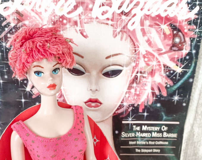 Vintage Miss Barbie Pink Gold Glitter Swim Cap Wig Yarn 1964 Mattel NO ...