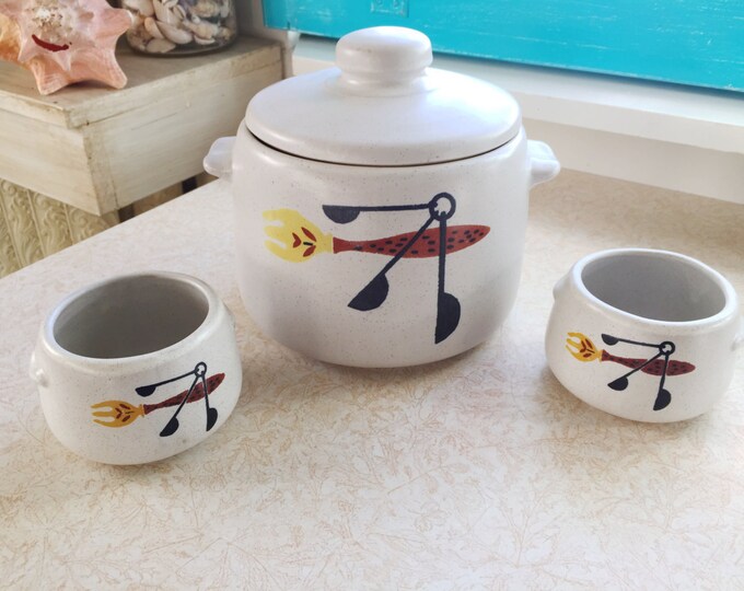 1950's West Bend Bean Pot Set. Mid-century Modern Slow Warmer Pot With ...