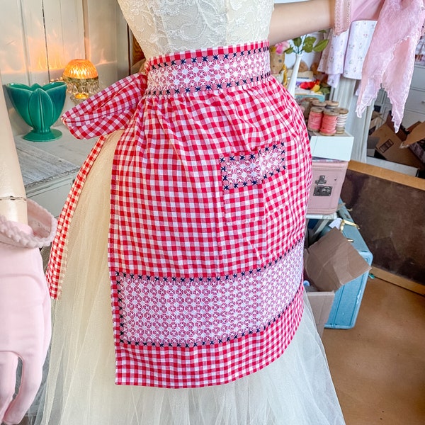 Red Gingham Apron - Etsy