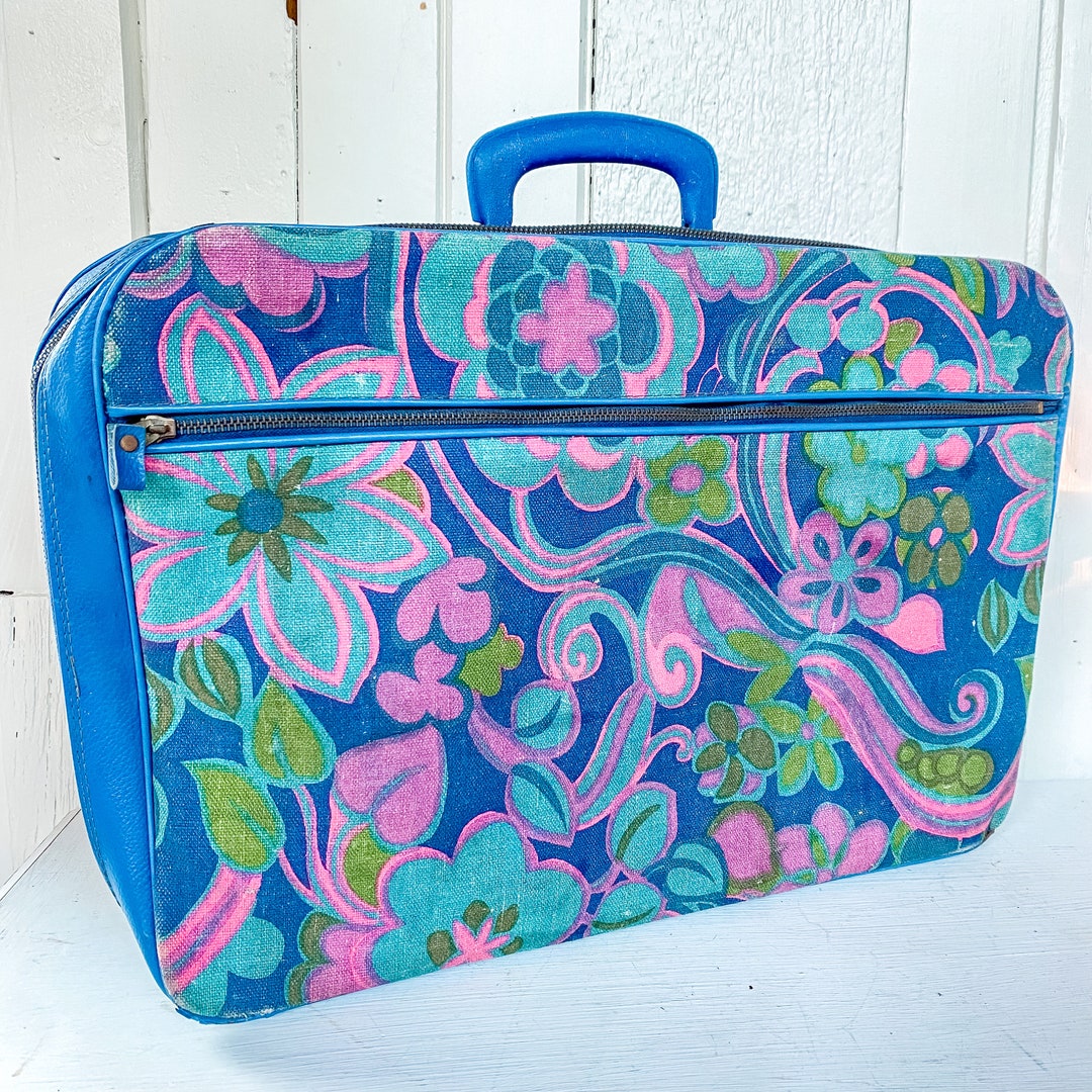 Mod Canvas Suitcase Softsided Vinyl Floral Bantam Travelware 1960s ...