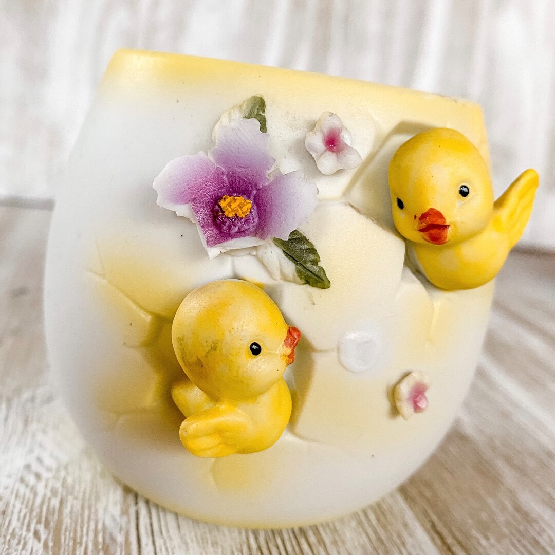 Vintage Lefton Easter Chicks Cracked Egg Trinket Holder Matte Ceramic ...