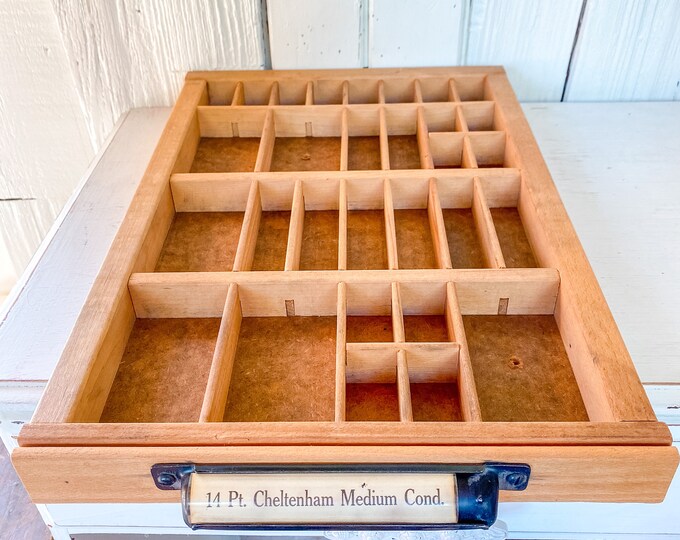 Vintage Letterpress Wood Printer Drawer Type Set Tray Shadow Box ...