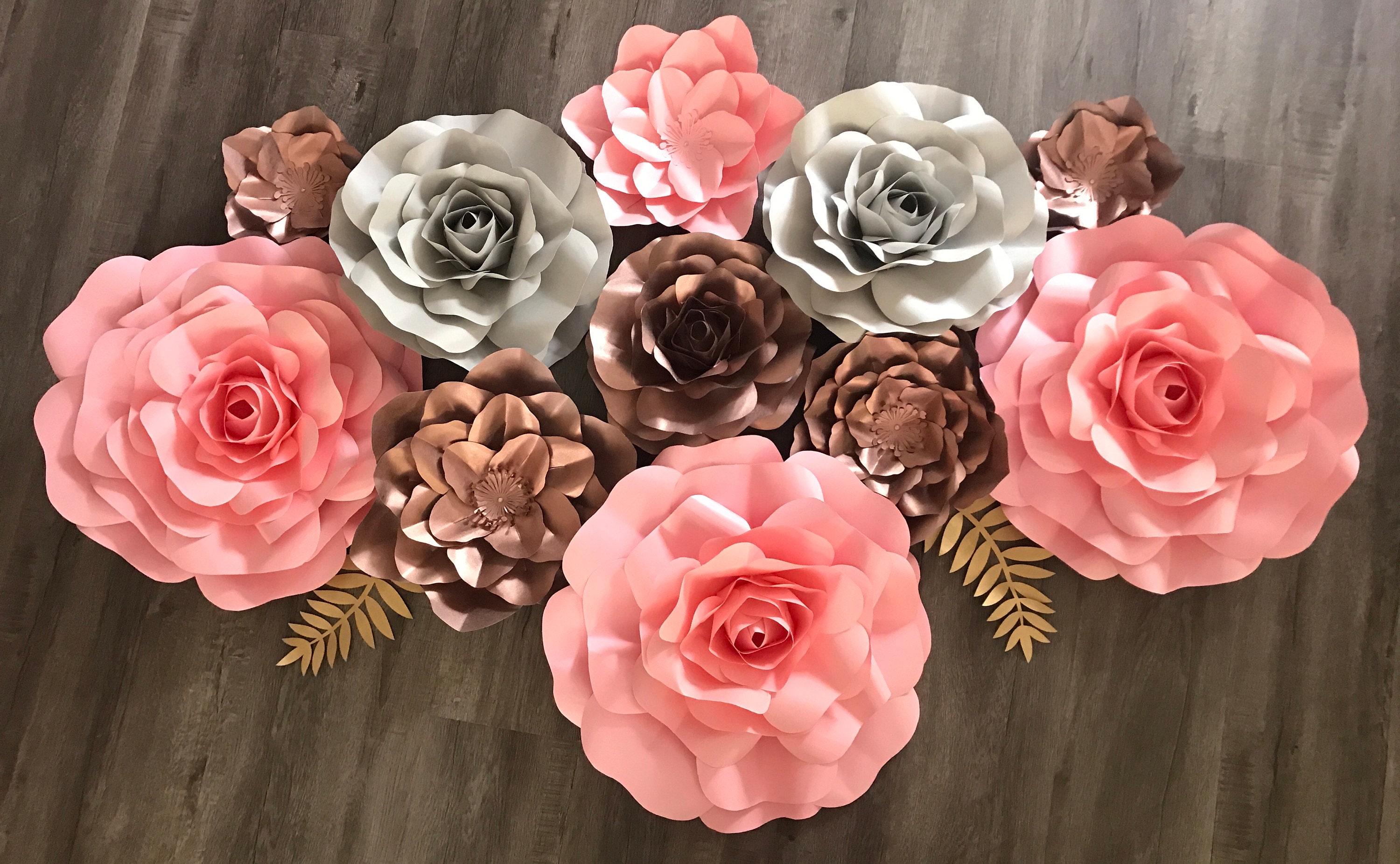 11 Piece Paper Flower Set - Etsy