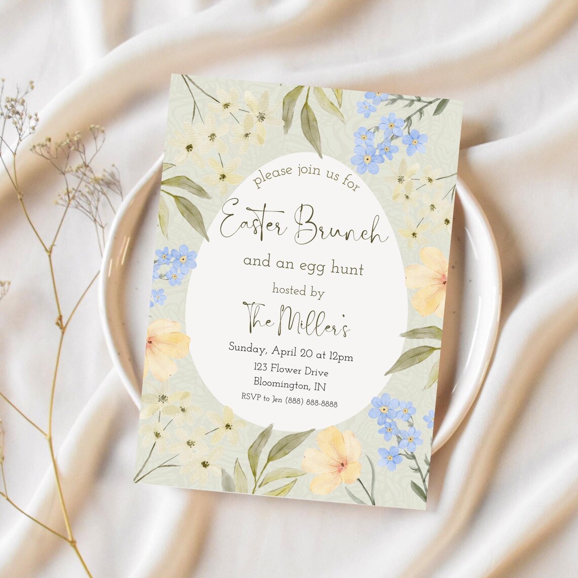 Editable Easter Brunch Invitation | Printed or Digital Invitation ...