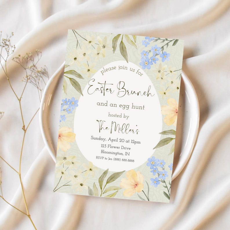 Editable Easter Brunch Invitation | Printed or Digital Invitation ...