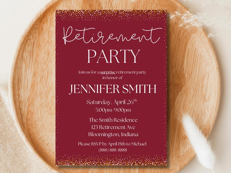 Editable Retirement Party Invitation | Printed or Digital Invitation ...