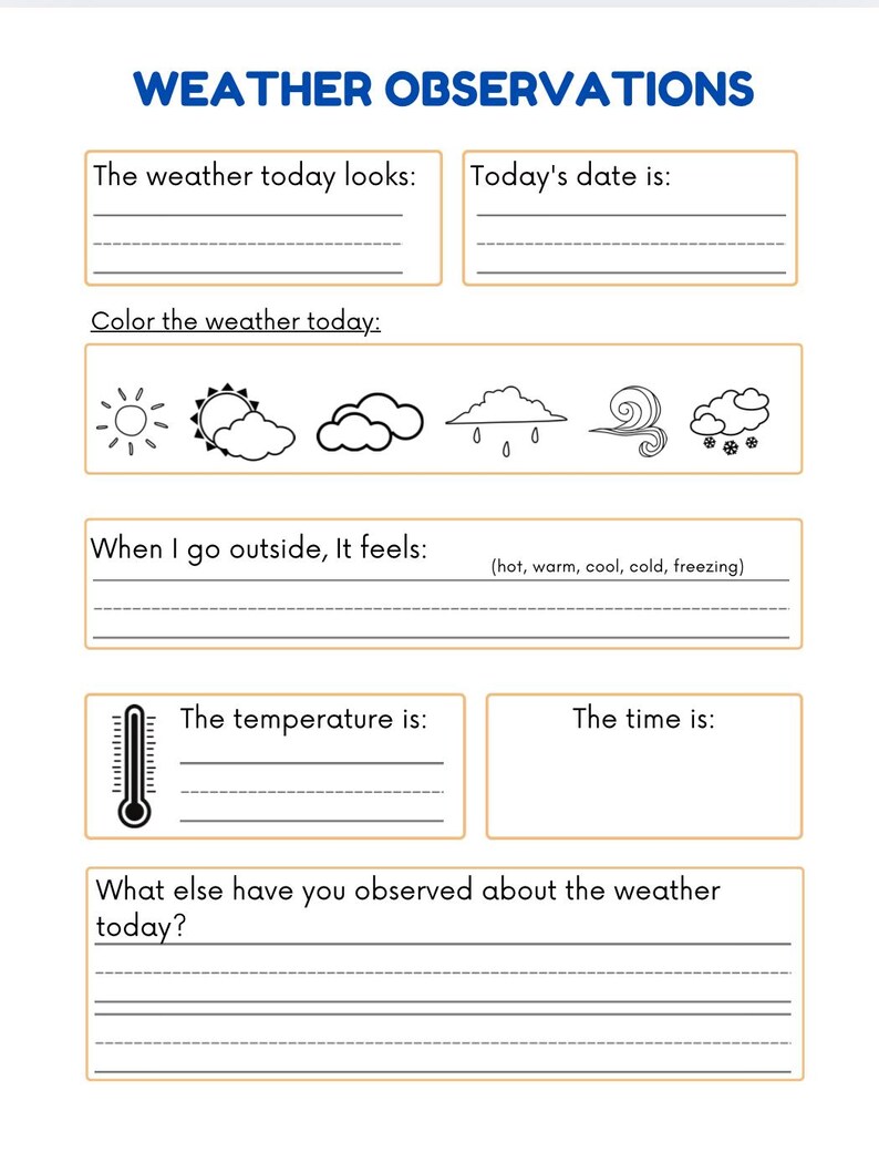 Weather Activity Packet, 28 Pages (digital Download) - Etsy