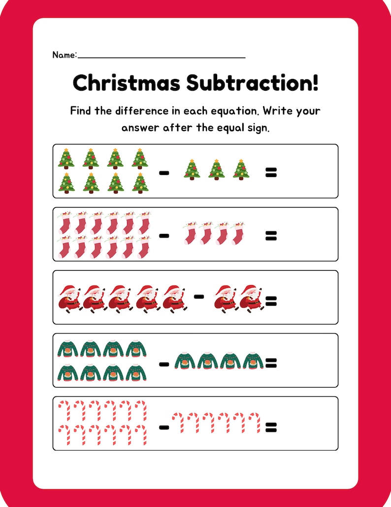 Christmas Math (younger Children) - Etsy