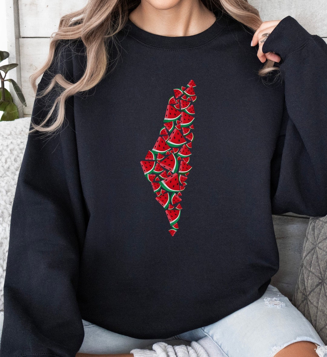 Palestine Watermelon Melon Map Unisex Heavy Blend™ Crewneck Sweatshirt ...