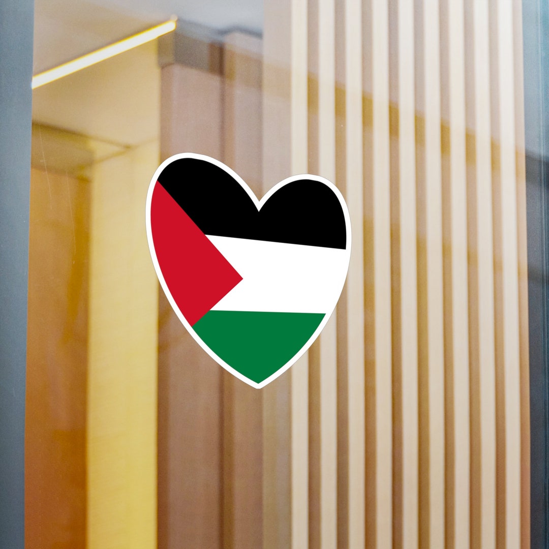 Palestine Flag Heart Shap Die Cut Vinyl Decals Sticker , Laptop Book ...
