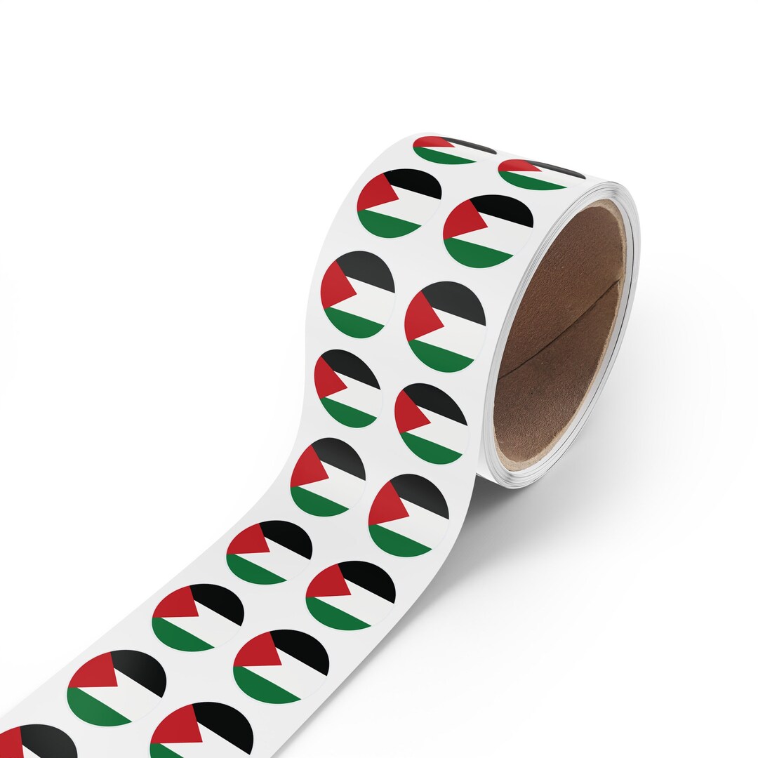 Palestine Flag Round Sticker Label Rolls, Support Palestine, Book ...